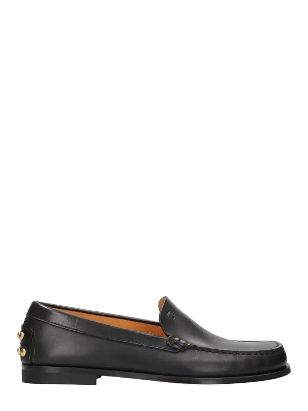 TOD'S Calfskin Leather Loafers With Embossed Monogram - Nero