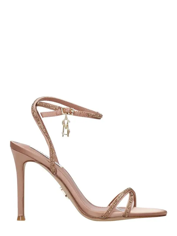 Steve Madden Embellished Satin Stiletto Sandals - Moka