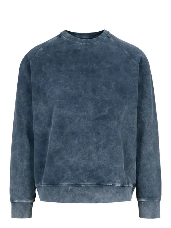 GRIFONI Long Sleeve Cotton Crewneck - Blue