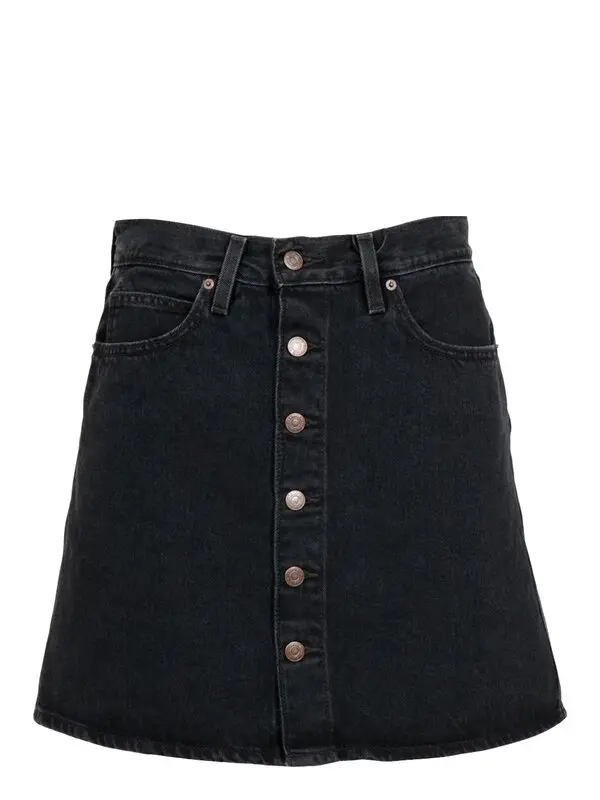 LEVI'S Denim Skirt With Button Closure - Denim Nero