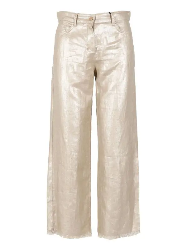 Max Mara Cotton Wide Leg Pants - Golden
