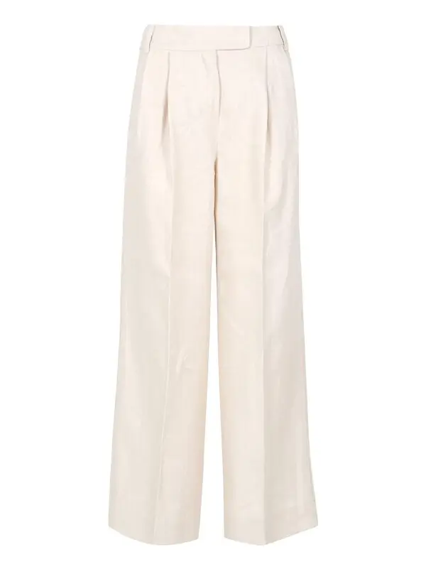 Max Mara Linen Wide Leg Trousers - Natural