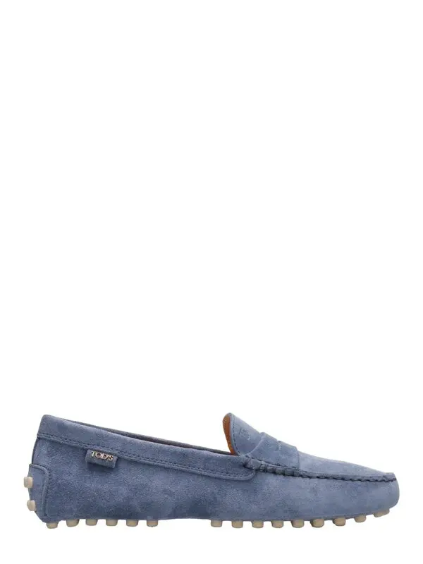 TOD'S Suede Calfskin Monogram Logo Loafers Made In Italy - Blu Denim
