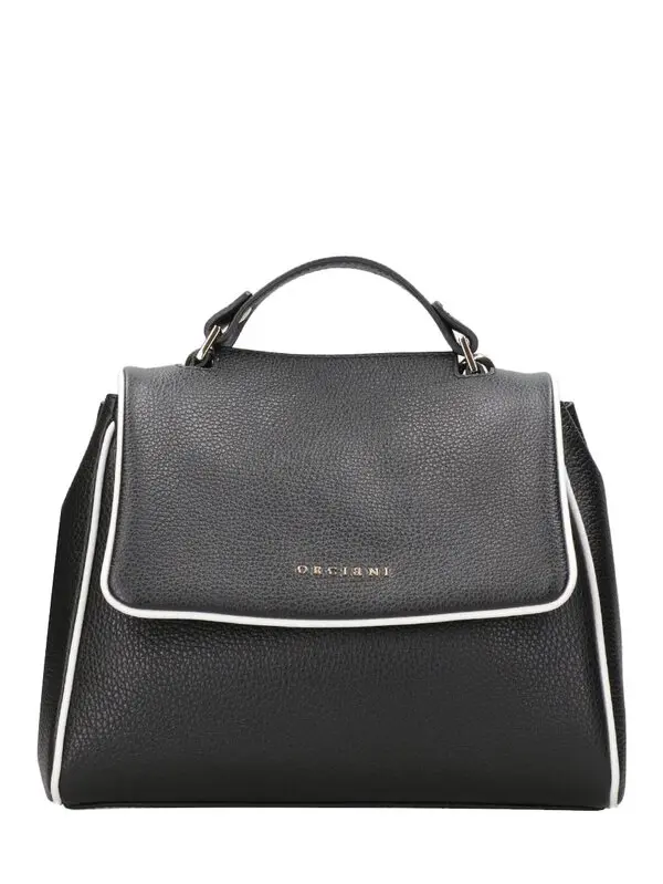ORTIGNI Grained Leather Bag With Contrasting Piping - Nero