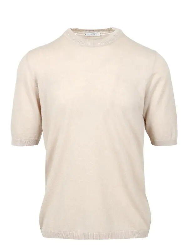 PAOLO PECORA Short Sleeve Crew Neck Sweater - Beige