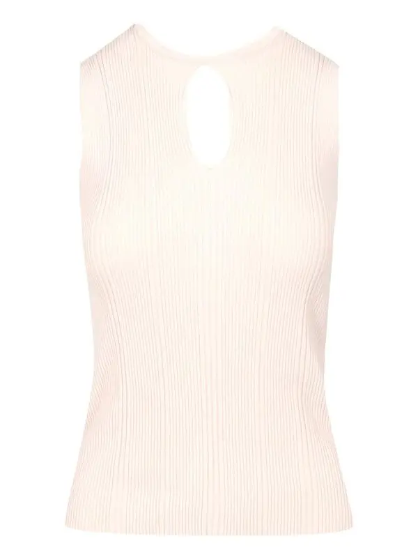 SIMONA CORSELLINI Ribbed Sleeveless Top With Keyhole Neckline And Open Back Detail - Ginger