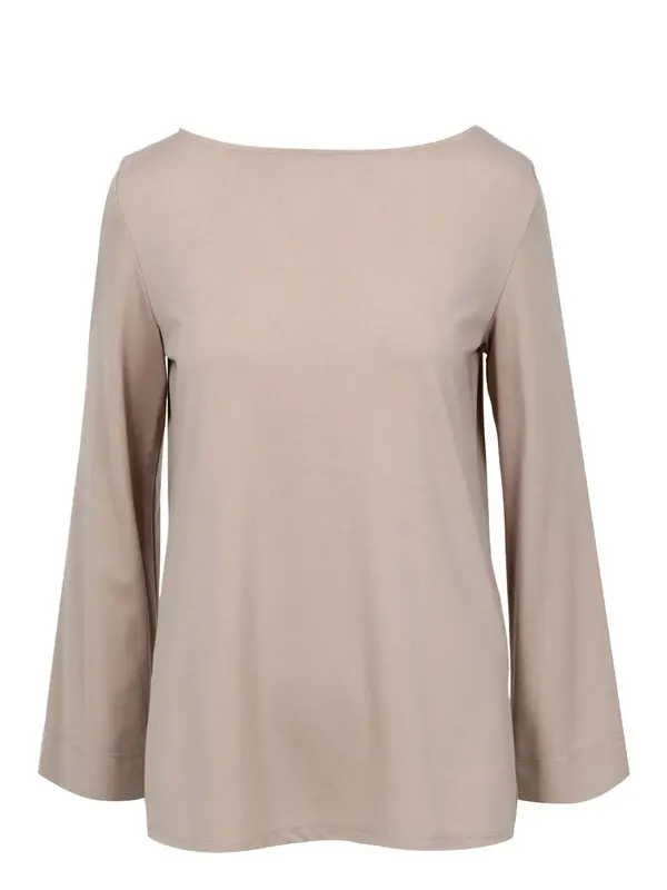 KAOS Viscose Blend Boatneck Bell Sleeve Top - Dove Grey