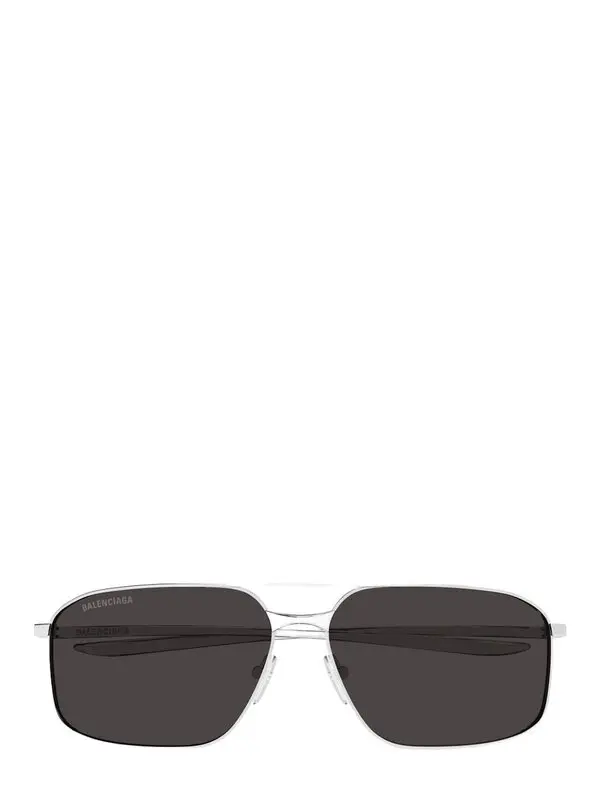 Balenciaga Metal Aviator Sunglasses With Grey Lenses - Silver