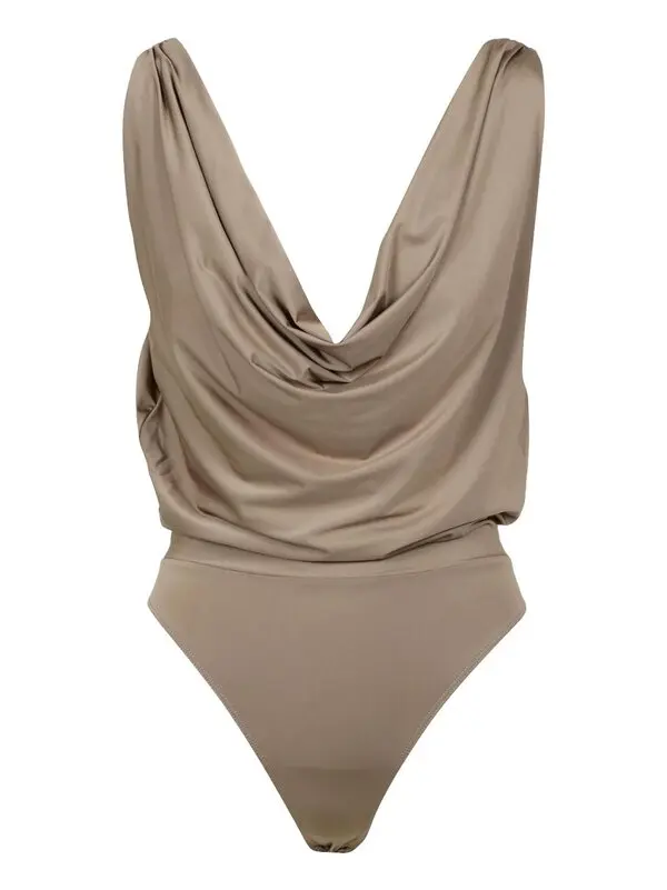 ANIYE BY Sleeveless Viscose Top With Draped Neckline - Fango