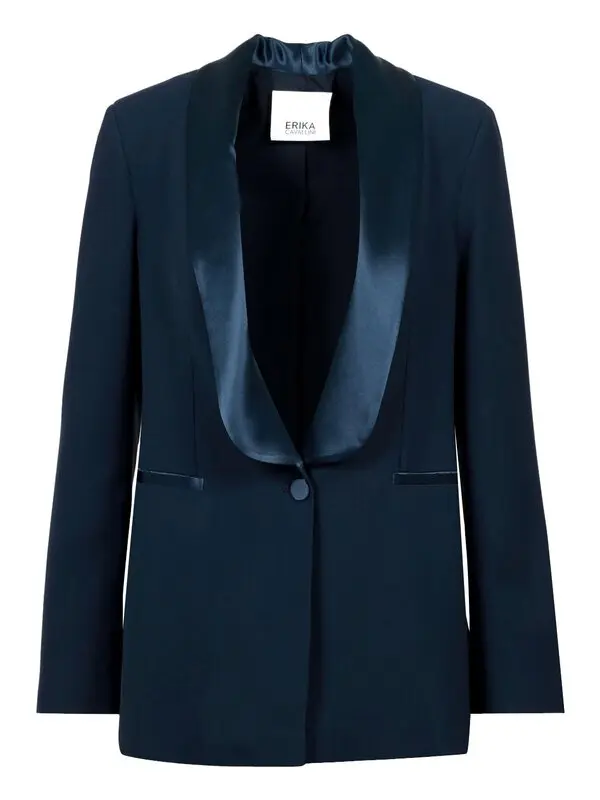 Erika Cavallini Navy Viscose Single-breasted Jacket - Blu Navy
