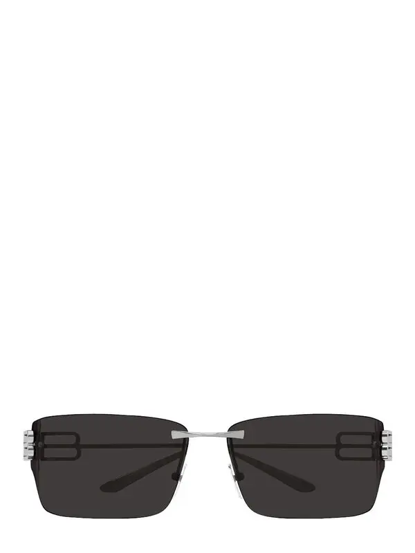 Balenciaga Rimless Metal Sunglasses With "b" Logo Detail - Ruthenium