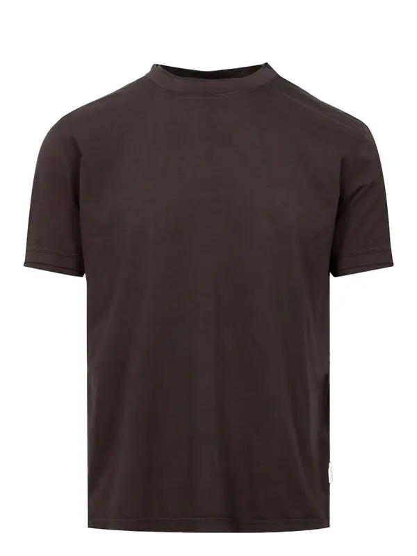 PAOLO PECORA Cotton Crew Neck Short Sleeve T-shirt - Moro