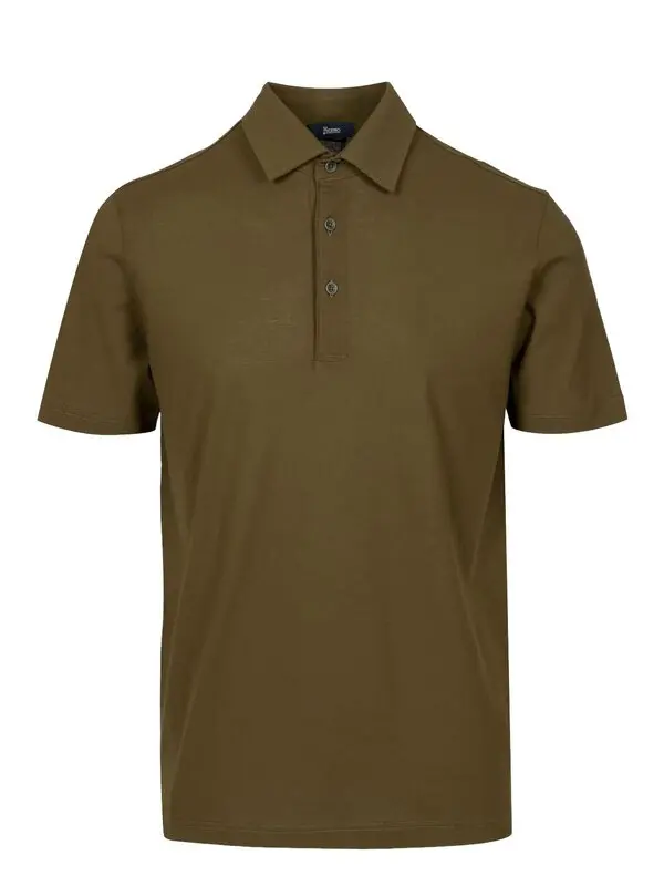 Herno Cotton Polo Shirt With Classic Collar - Verde Militare