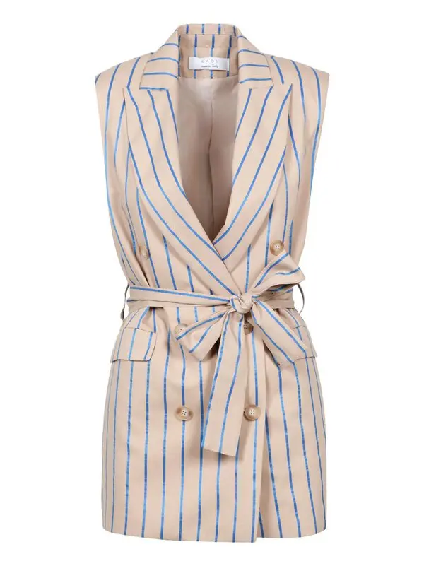 KAOS Sleeveless Belted Blazer With Stripe Detail - Pervinca