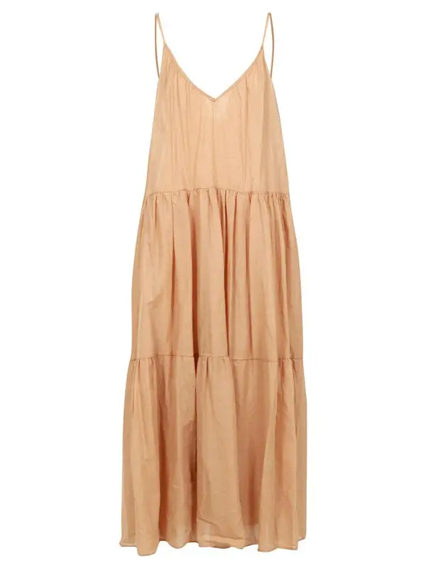 KAOS Cotton V-neck Tiered Maxi Dress With Ruffles - Sand