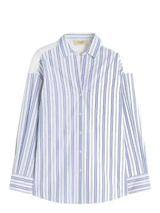 Max Mara Striped Shirt With Embroidered Detail - Blue