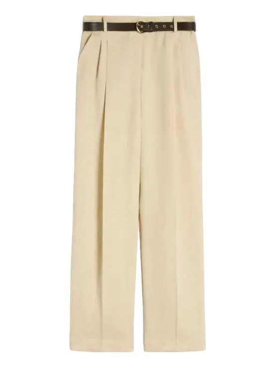 Max Mara Ms Tsumero Belted Wide-leg Trousers - Beige