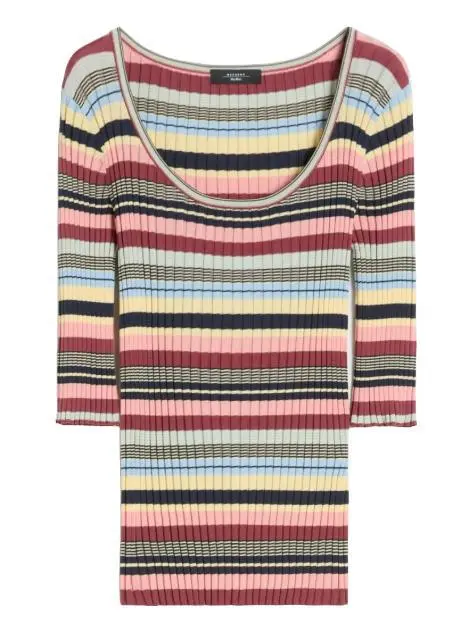 Max Mara Ribbed Knit Striped Top - Multicolour