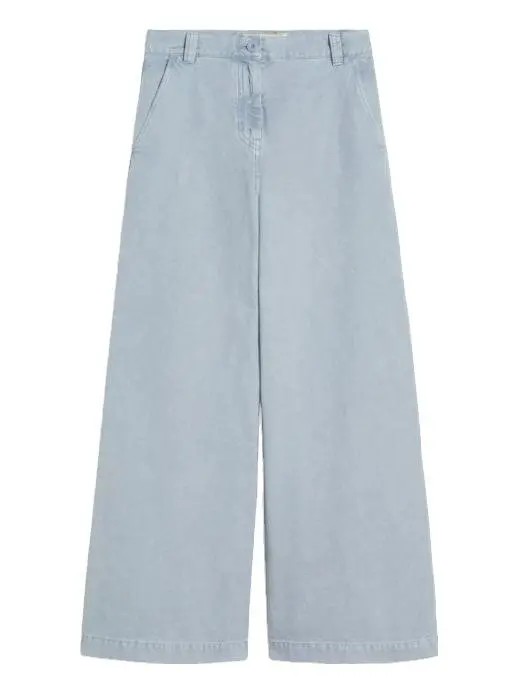 Max Mara Light Wash Wide-leg Cropped Trousers - Clear Blue