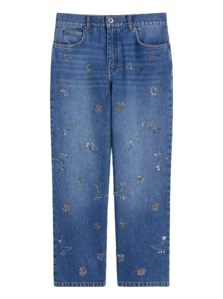 Max Mara Embellished Denim Jeans - Blue