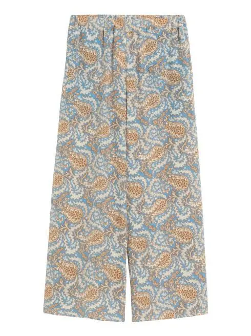 Max Mara Paisley Print Cropped Trousers - Clear Blue