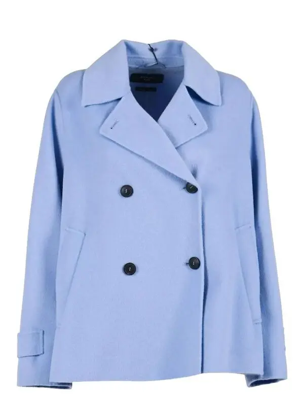 Max Mara Double Breasted Coat - Clear Blue
