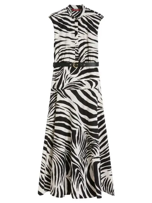 Max Mara Sleeveless Printed Shirt Dress - Black