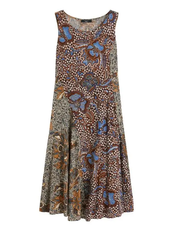 Max Mara Printed Sleeveless Dress - Leather Brown