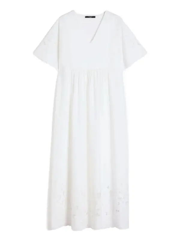 Max Mara Embroidered V-neck Midi Dress - White