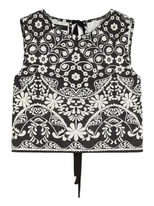 WEEKEND Wkifanale Sleeveless Printed Crop Top - Black