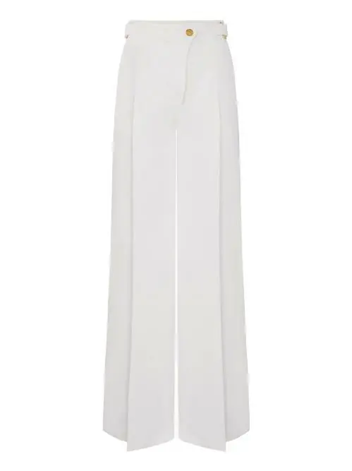 Elisabetta Franchi Palazzo Pants With Belt - Ivory