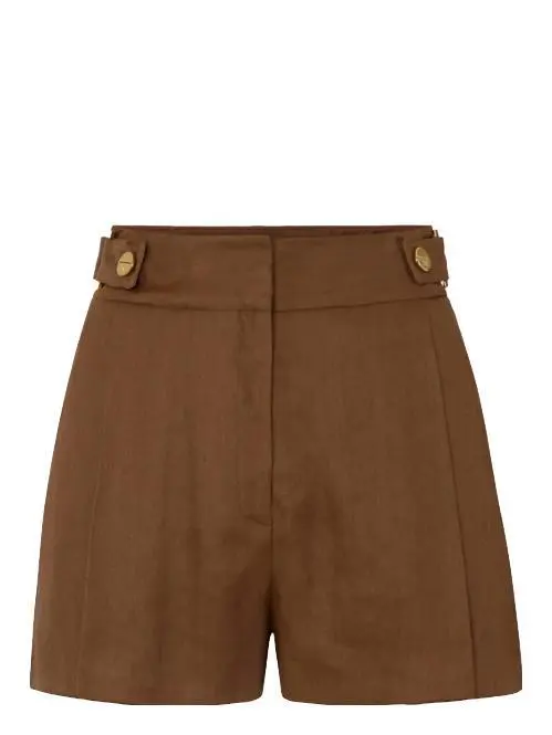 Elisabetta Franchi Linen Blend Shorts - Leather Brown