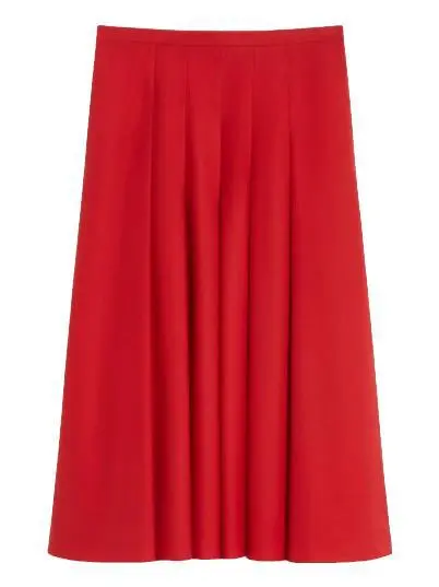 Max Mara Mstvolume Pleated Midi Skirt - Rosso