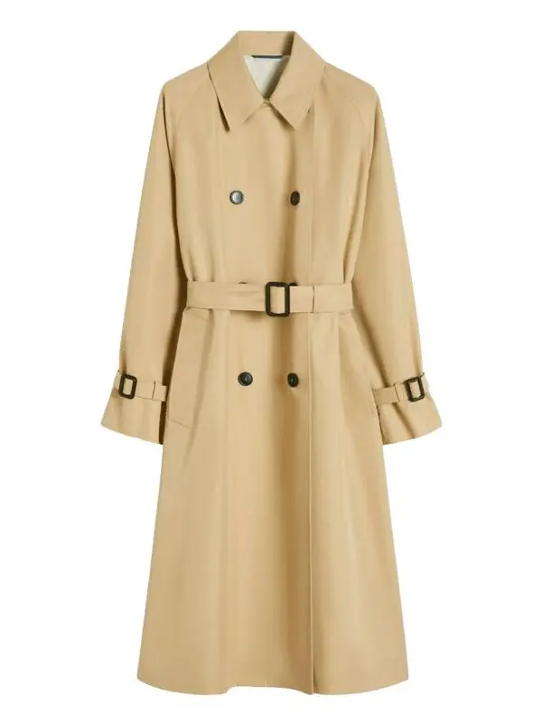 Max Mara Midi Trench Coat With Cape Detail - Beige