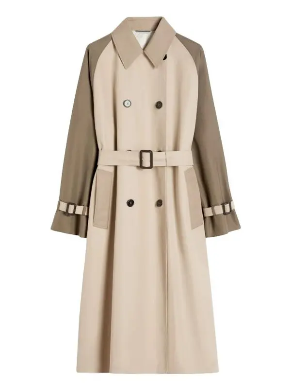 Max Mara Midi Trench Coat With Cape Detail - Beige