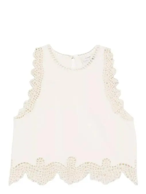 FORTE_FORTE Lace Trimmed Sleeveless Top - Ivory