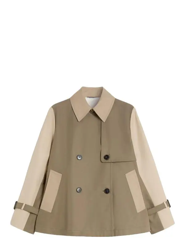 Max Mara Short Double-breasted Trench Coat With Cuff Toggles - Fango