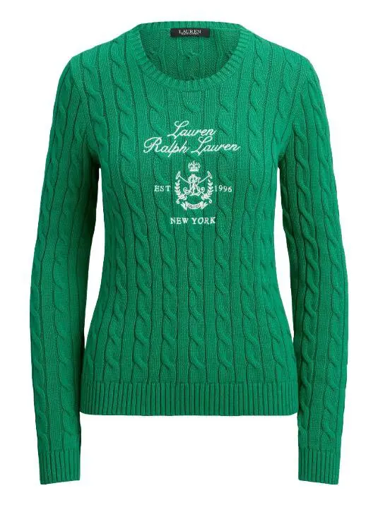 Ralph Lauren Cable Knit Crewneck Sweater - Green