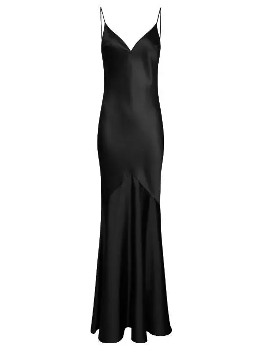 Elisabetta Franchi Slim-fit Satin Evening Gown - Black