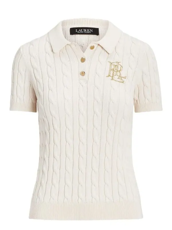 Ralph Lauren Natrissa Cable Knit Polo Shirt - Naturale