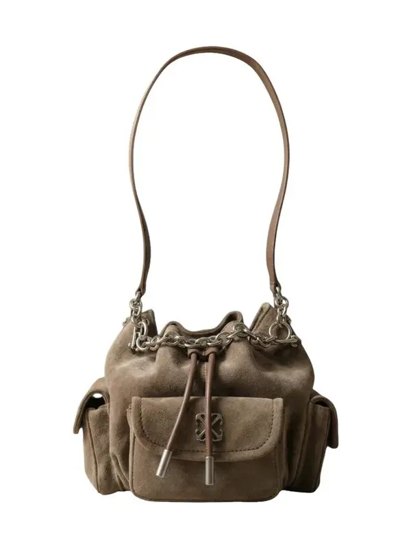 Off-White Suede Bucket Bag - Brown