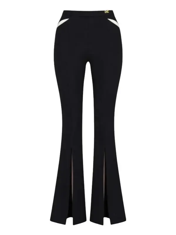 Elisabetta Franchi Lightweight Crepe Trousers With Cutouts And Slits - Nero/burro