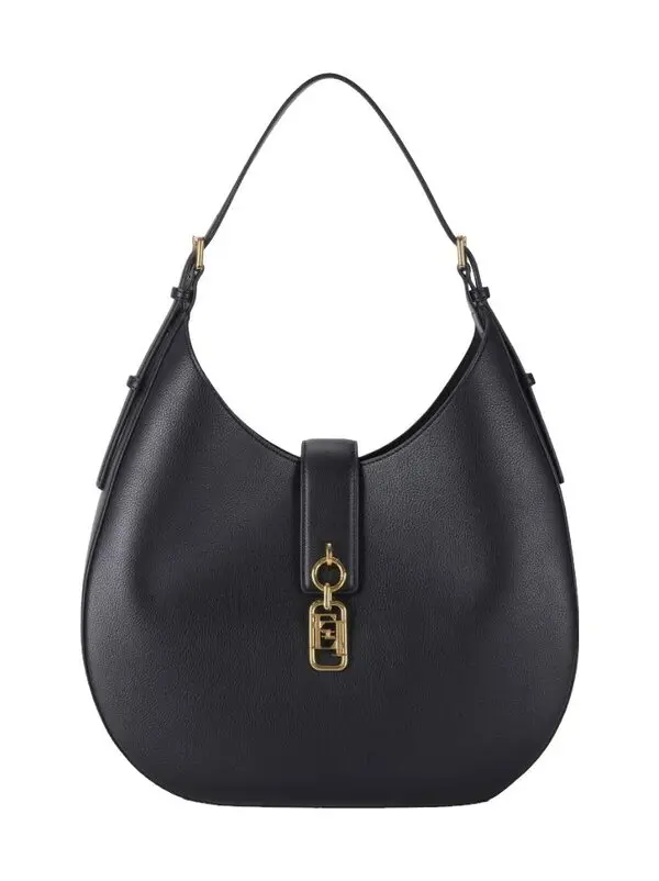 Elisabetta Franchi Round Hobo Bag With Logo Charm - Nero