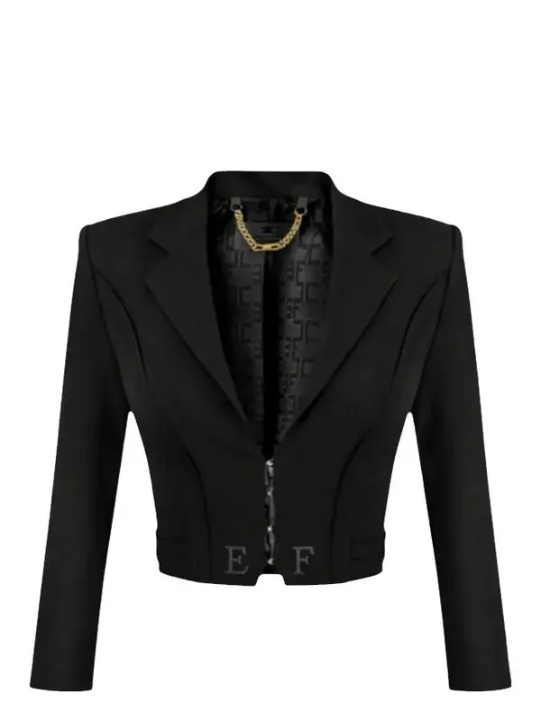 Elisabetta Franchi Cropped Raw Edge Jacket - Black