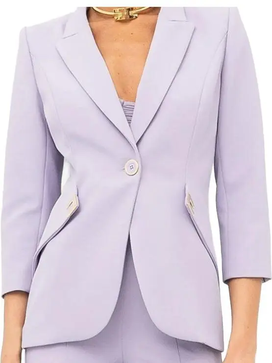Elisabetta Franchi Jacket In Double Layer Stretch Crepe - Lilla