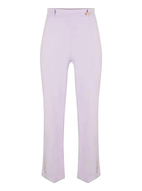 Elisabetta Franchi Double-stretch Crepe Trousers With Buttoned Slits - Lilac