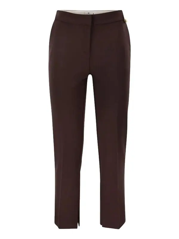 Elisabetta Franchi Slim Fit Logo Charm Trousers - Brown