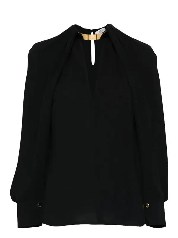 Elisabetta Franchi Georgette Blouse With Jewel Detail - Black