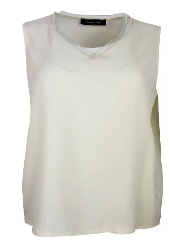 Fabiana Filippi V-neck Sleeveless Top - Burro