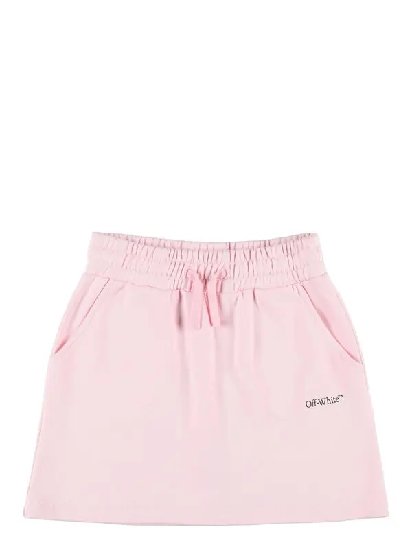 Off-White Elasticated Waist Cotton Skirt With Logo - Ballet Slipper